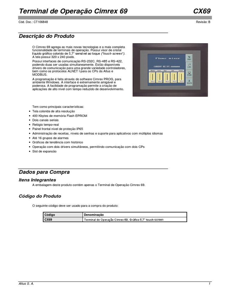 Terminal de Operação Cimrex 69 CX69 | PDF | Rede de computadores ...
