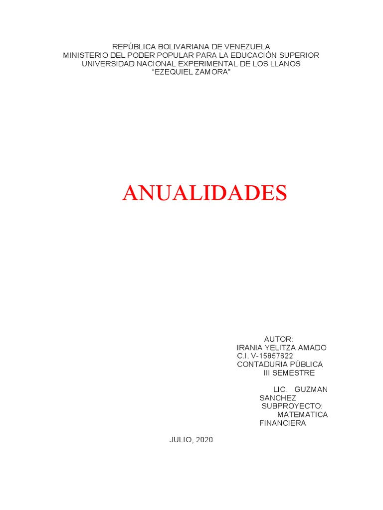 Anualidades Irania Amado | PDF | Interés