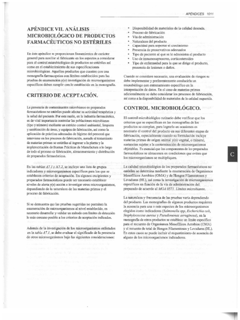 Apéndice VII. Análisis microbiológico de productos farmacéuticos no estériles | PDF
