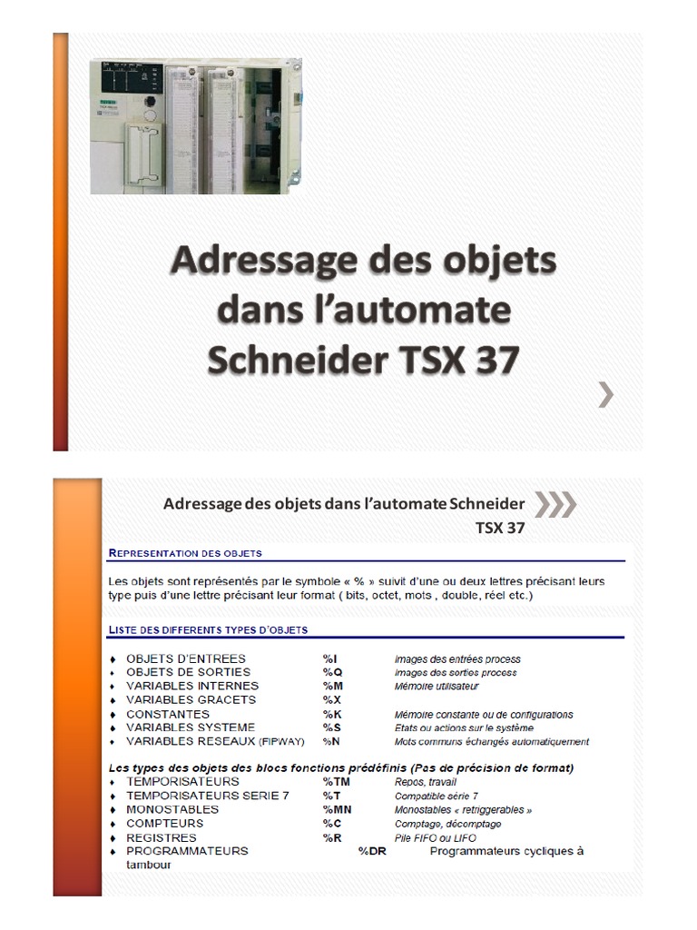 Adressage Automate Schneider TSX 37 | PDF | Ordinateurs