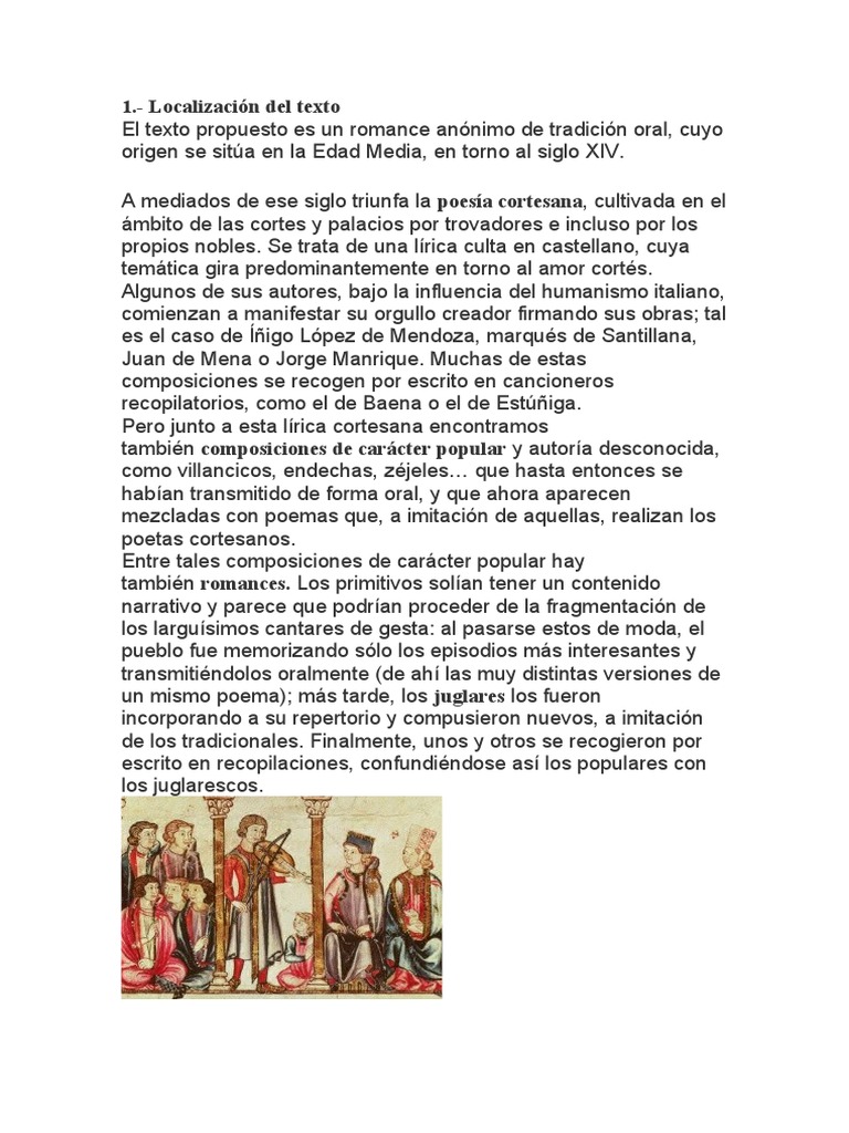 1 Comentario Romance Del Conde Olinos | PDF | Literatura europea ...