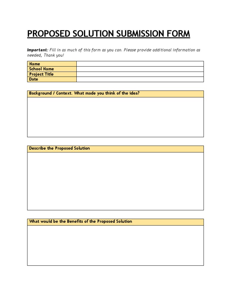 Proposed Solution Submission Form | PDF