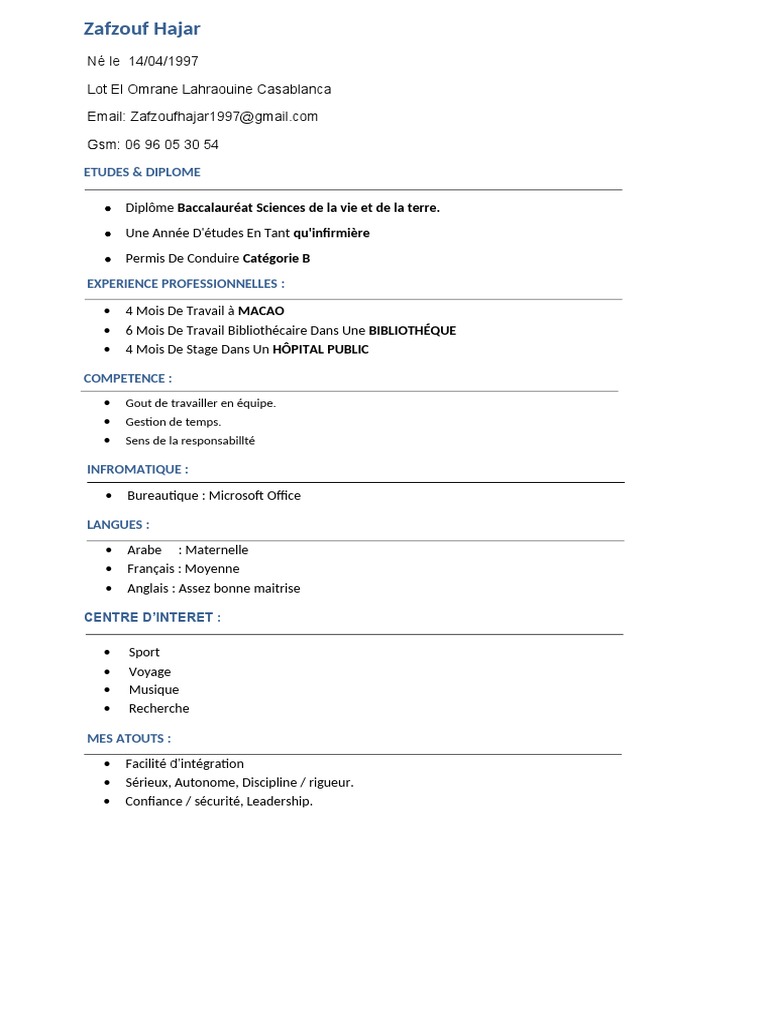 CV Hajar Zafzouf | PDF
