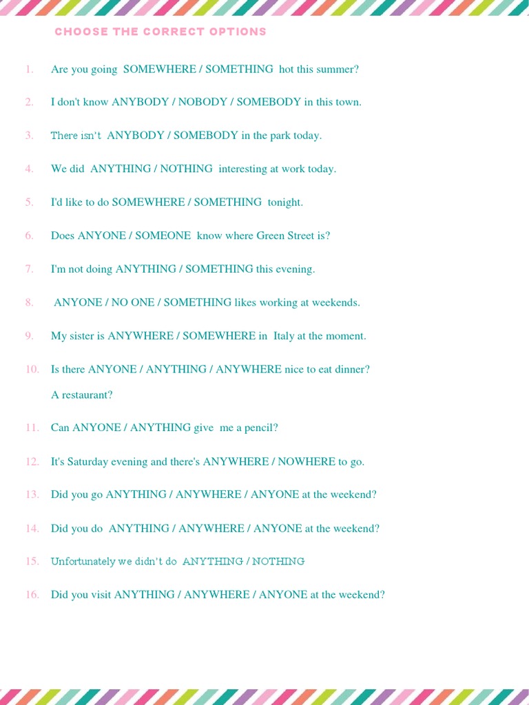 UNIT 4 P. 34 SOMETHING - ANYTHING.NOTHING. | PDF