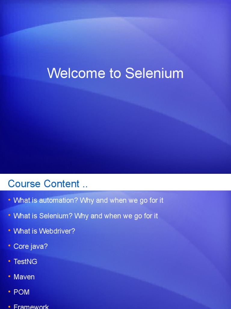 Selenium Introduction | PDF Selenium Introduction | PDF