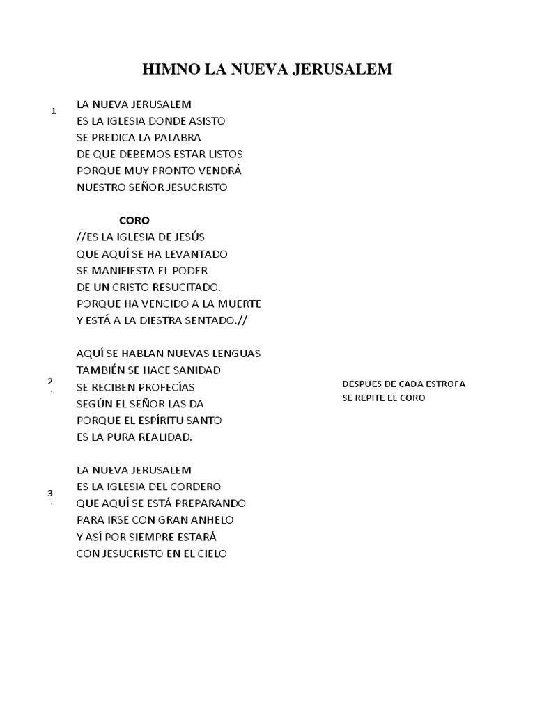 Himno La Nueva Jerusalem | PDF