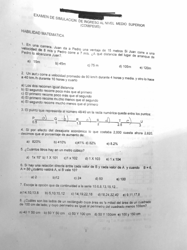 Comipems Primer Examen | PDF