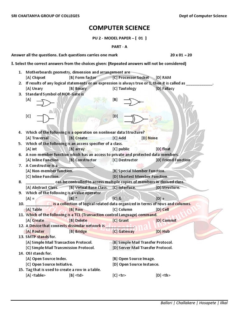 PU2 ModelPaper - 2023 | PDF | Databases | Class (Computer Programming)