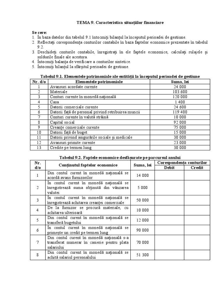 Tema 9 - Bilantul | PDF