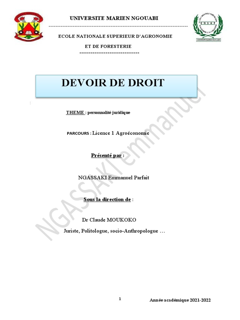 Devoire de Droit | PDF | Droits de la personnalité | Sciences politiques