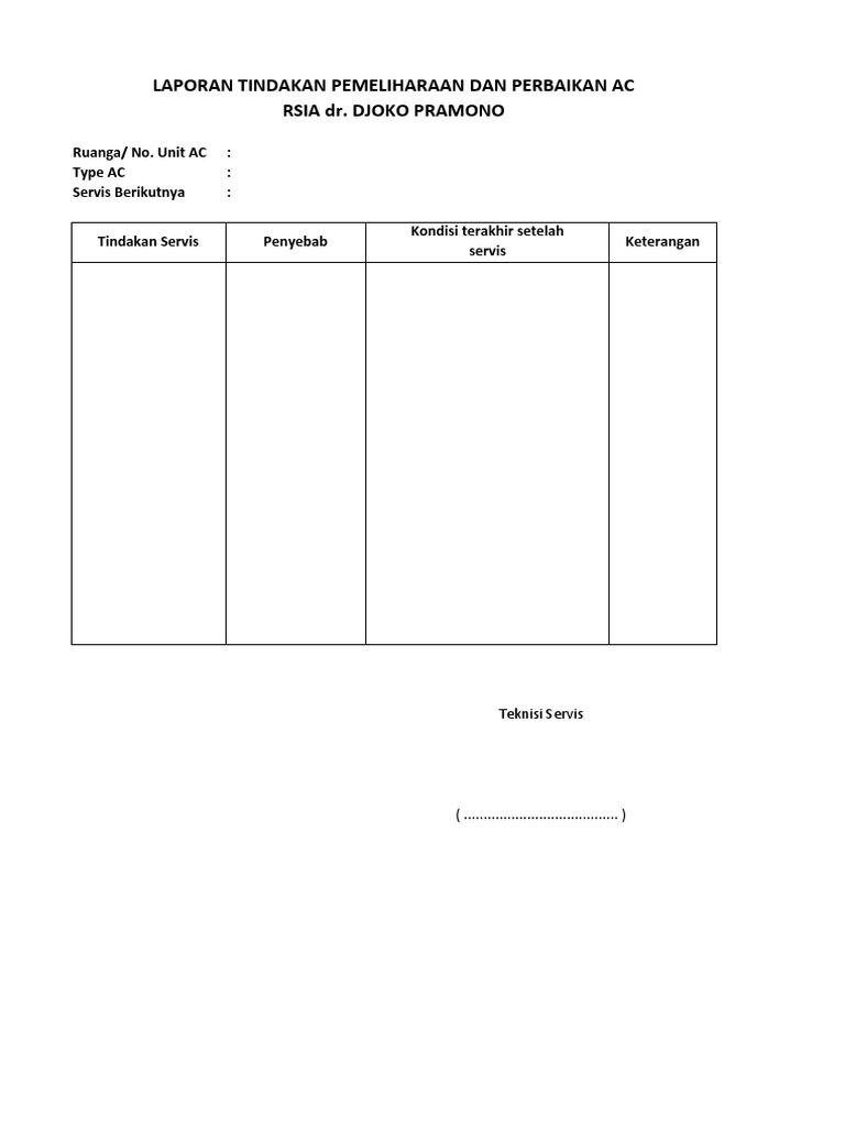 Form Perbaikan AC | PDF | Komputer | Teknologi & Rekayasa