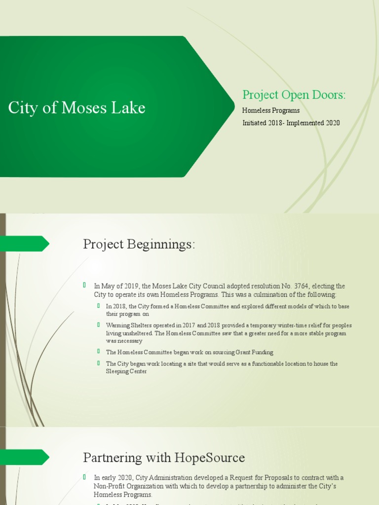City of Moses Lake Project Open Doors Presentation | PDF | Homelessness ...