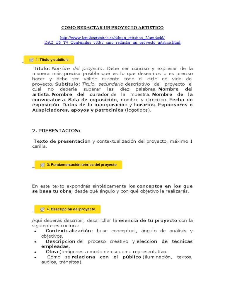 Guía para Redactar un Proyecto Artístico | PDF | Publicidad