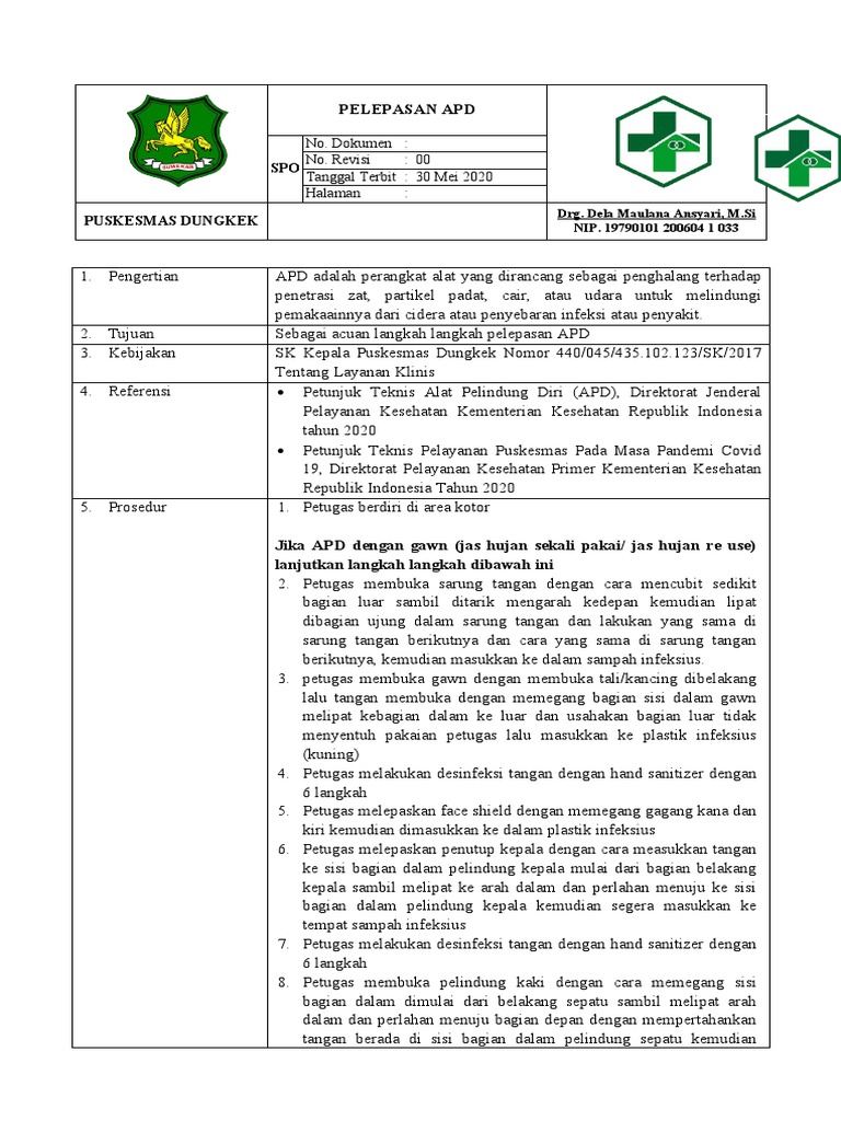 Spo Pelepasan APD | PDF