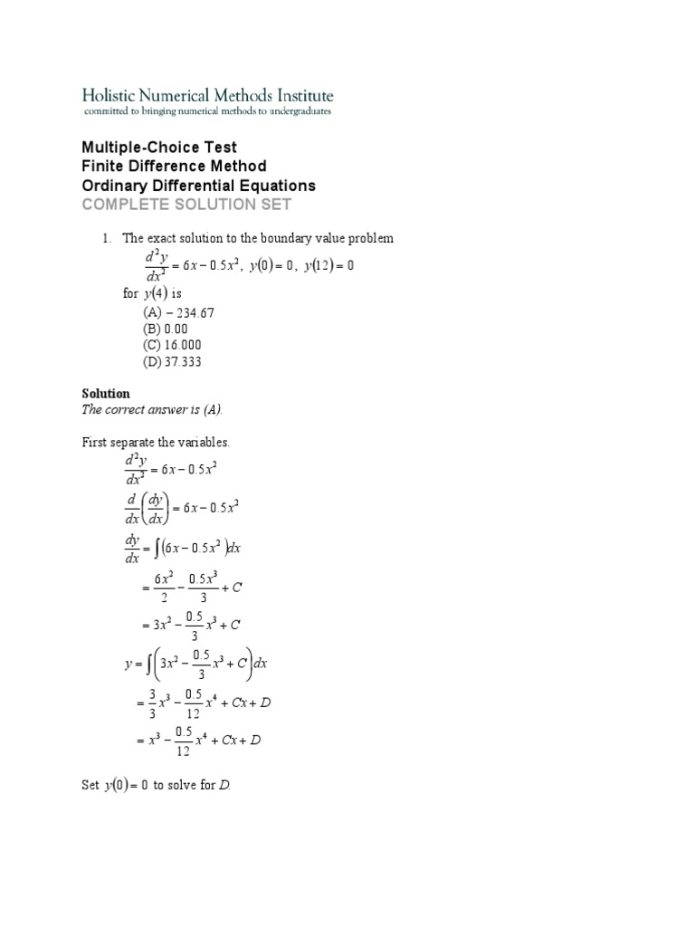 Quiz 08ode Finitediff Solution | PDF | Beam (Structure) | Approximation