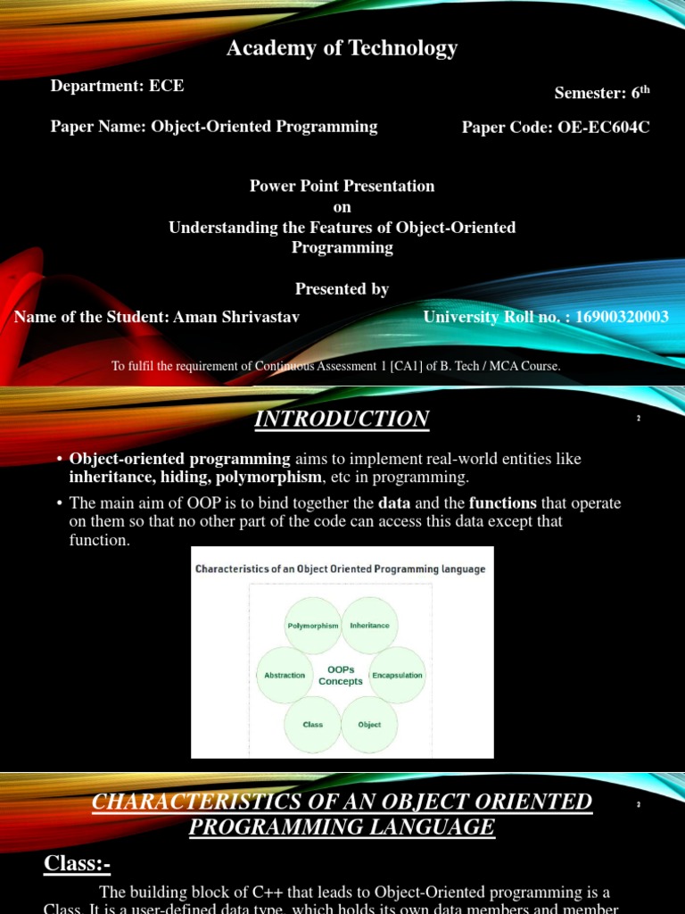 Oe Ec604c Pdf Object Oriented Programming Class Computer Programming 