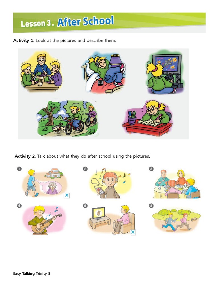 After School Activities: Using Pictures to Describe Daily Routines and ...