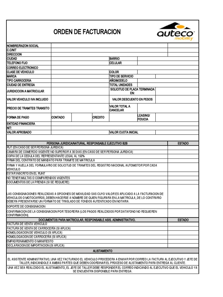 ORDEN DE PEDIDO Y FACTURACION | PDF | Factura | Industrias de servicio