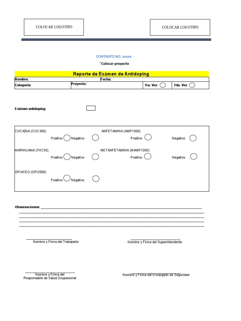Formato Antidoping | PDF