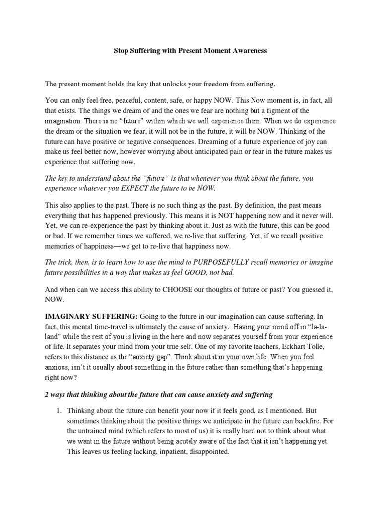 2.1 Present Moment Awareness | PDF | Experience | Anxiety