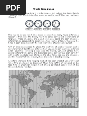 Time Zone Worksheets Pdf