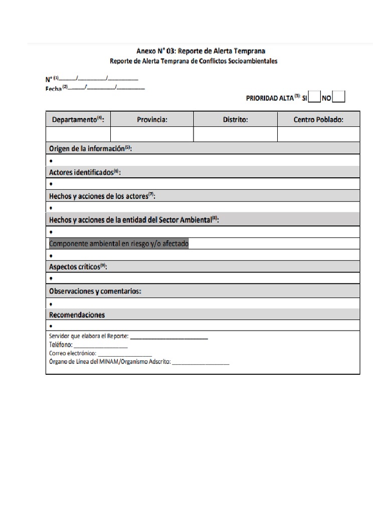 Reporte de Alerta Temprana | PDF
