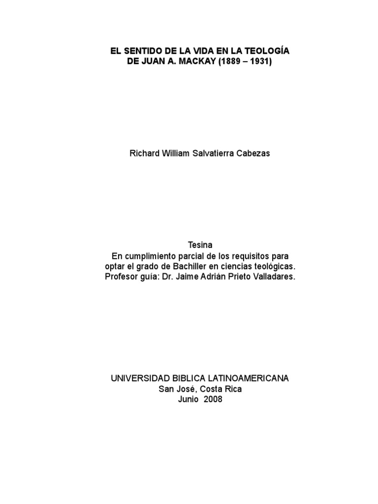 El sentido de vida Mackay | PDF | Iglesia Católica