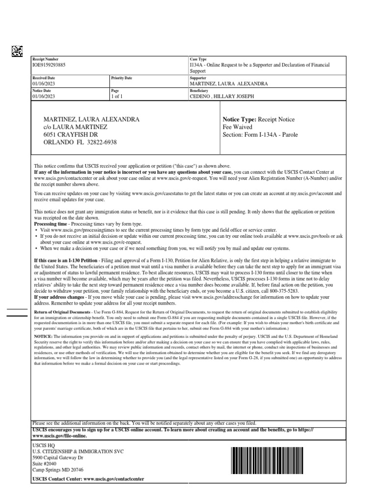 Receipt Notice | PDF | Human Migration | Immigration