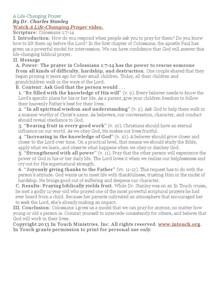 A Life Changing Prayer | PDF | Prayer | Bible