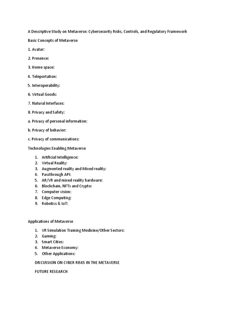 Metaverse Cybersecurity Risks & Controls | PDF | Computers