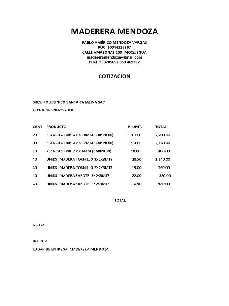 Maderera Mendoza | PDF