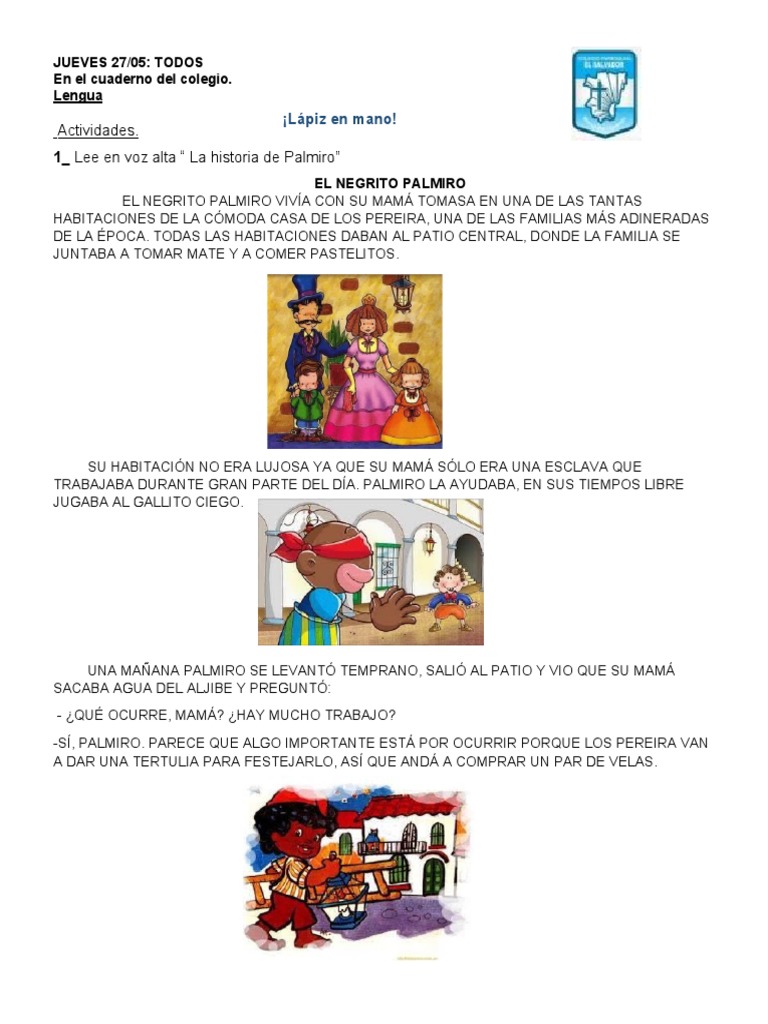 Actividades del cuento "El Negrito Palmiro" | PDF | Novela negra ...