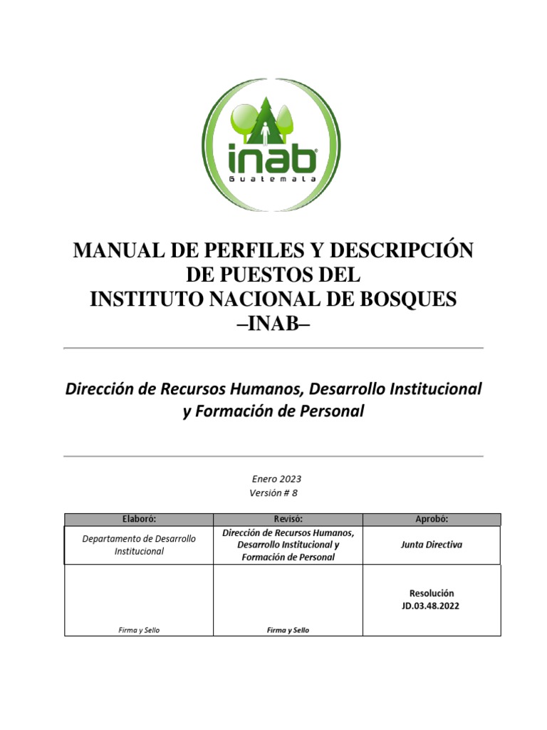 Manual de Perfiles y Descripción de Puestos Versión 8 | PDF | Gestión ...