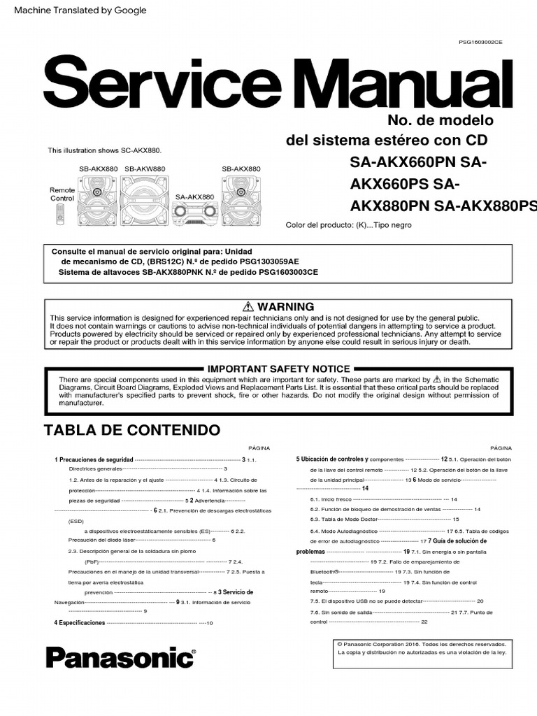 Panasonic Sa-Akx660 Sa-Akx880 PN Ps Service Manual | Descargar gratis PDF | Mp3 | Construcción