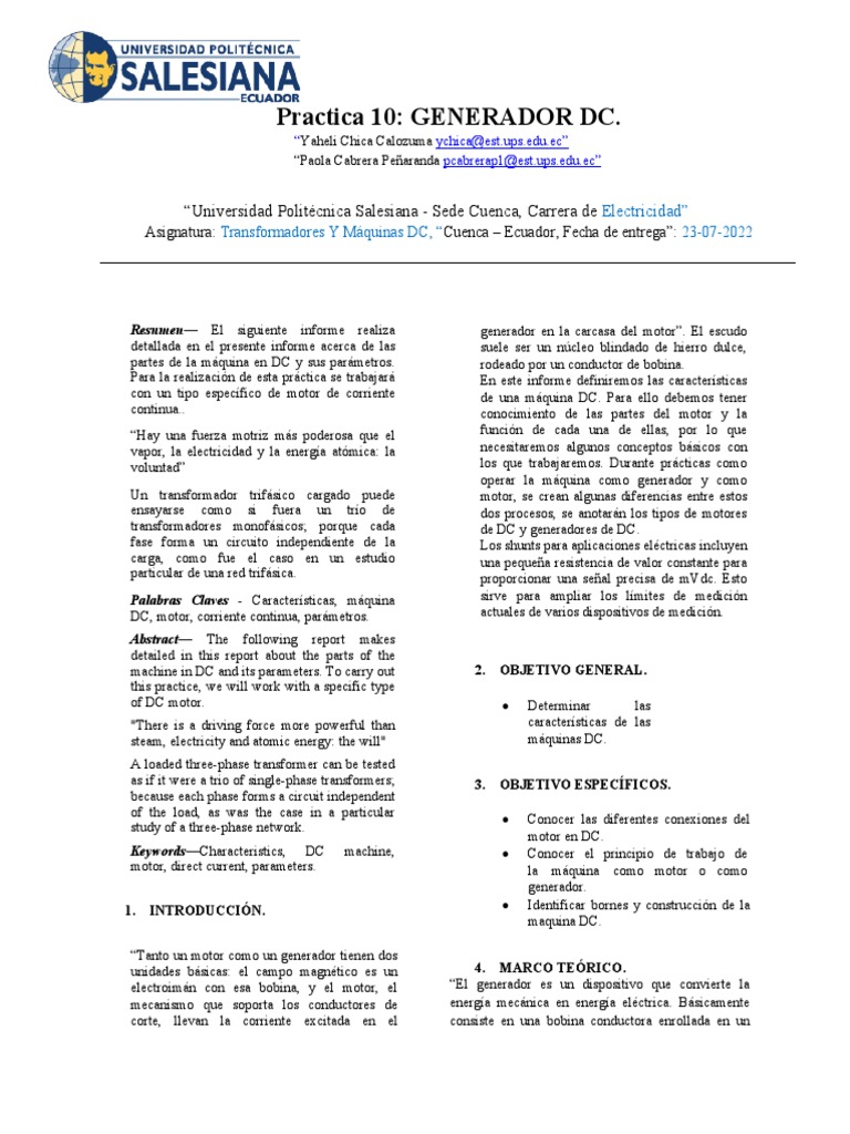 Practica 10 Transformadores Pdf Generador Eléctrico Motor Eléctrico