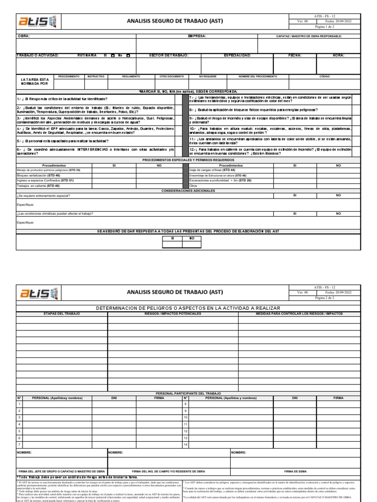 Atis-Fs-12 Ats | PDF | Seguridad y salud ocupacional