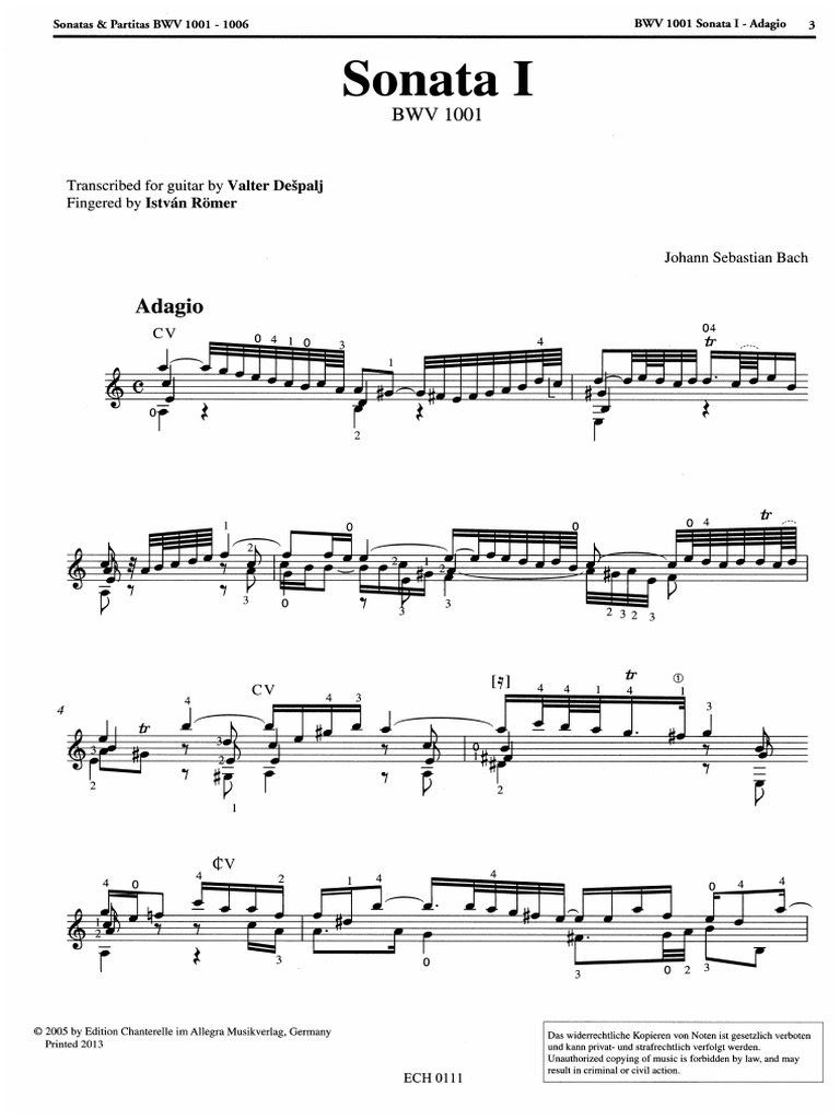 Bach Sonata BWV 1001 (Despalj) | PDF