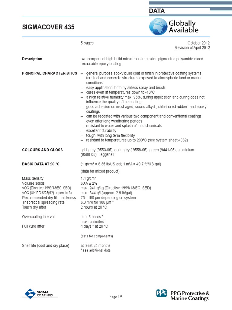 Sigmacover 435 | PDF | Legal Liability | Epoxy