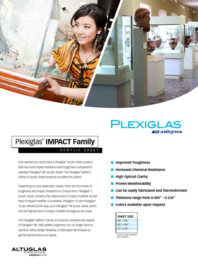 Plexiglas Impact Family Data Sheet | PDF | Poly(Methyl Methacrylate ...