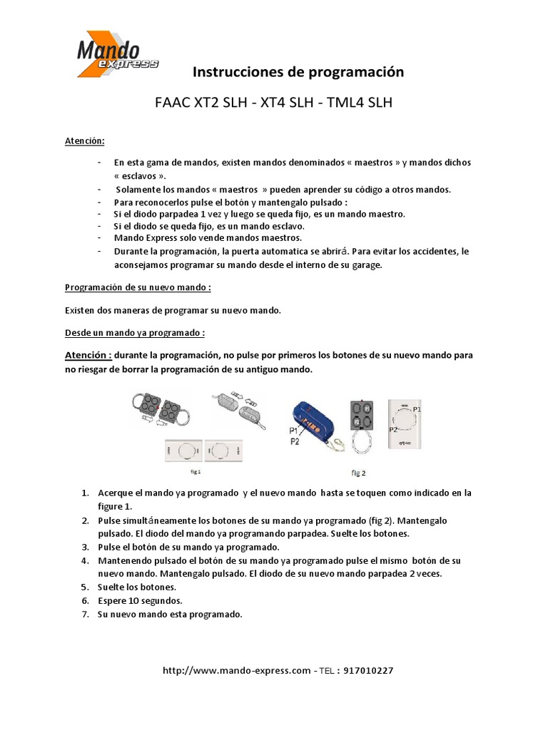 Notice - FAAC XT4 868 SLH | PDF