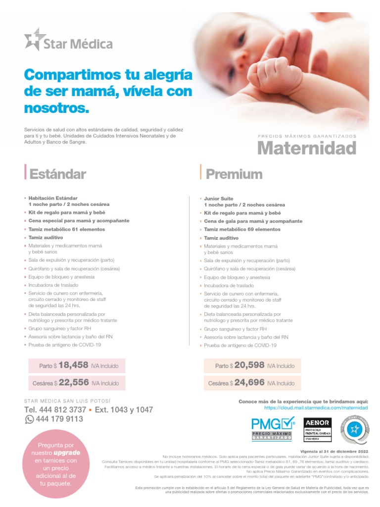 Paquetes de Maternidad Star Médica 2024 | PDF | Parto | Salud pública