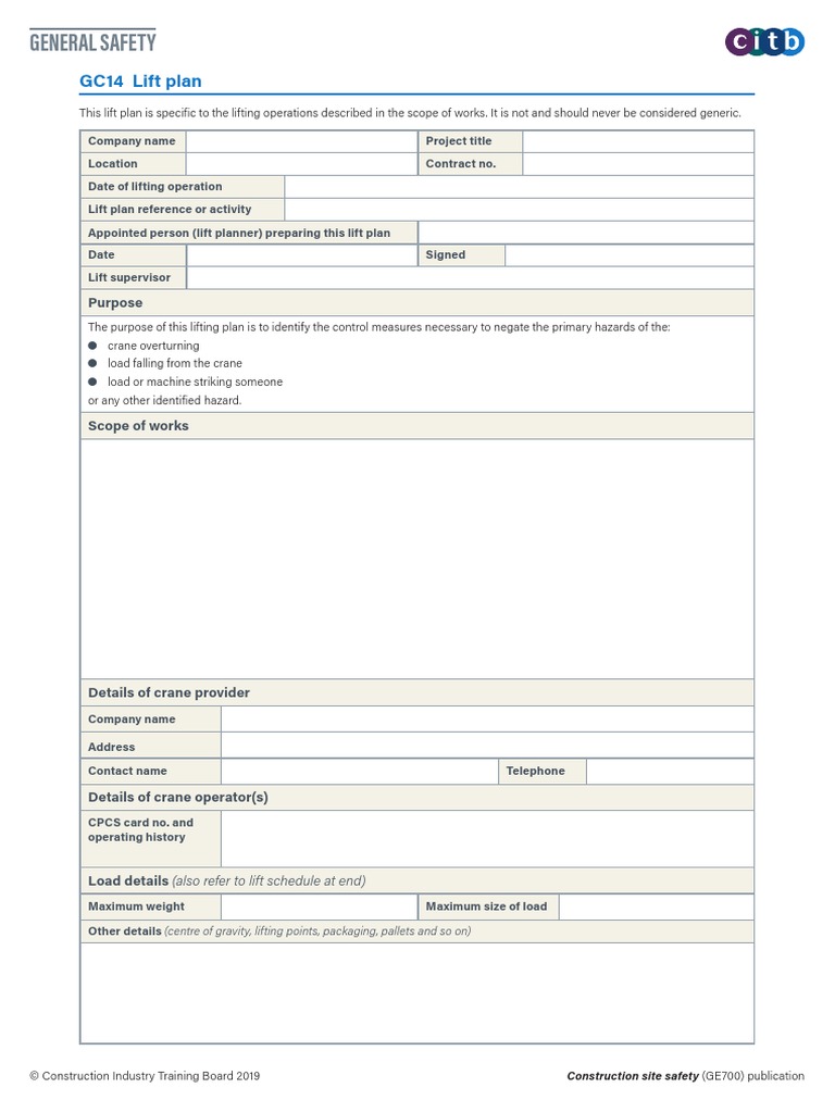 Method Statement & Lift Plan | PDF