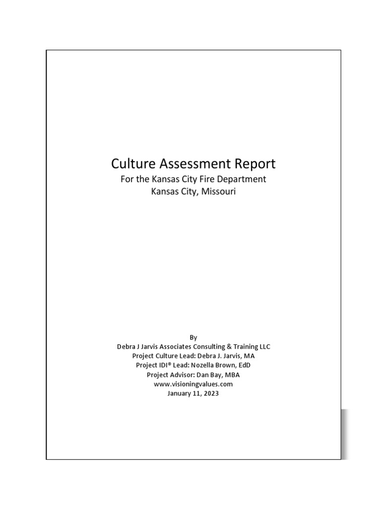 KCFD Cultural Assessment Report | PDF | Organizational Culture | Cross ...