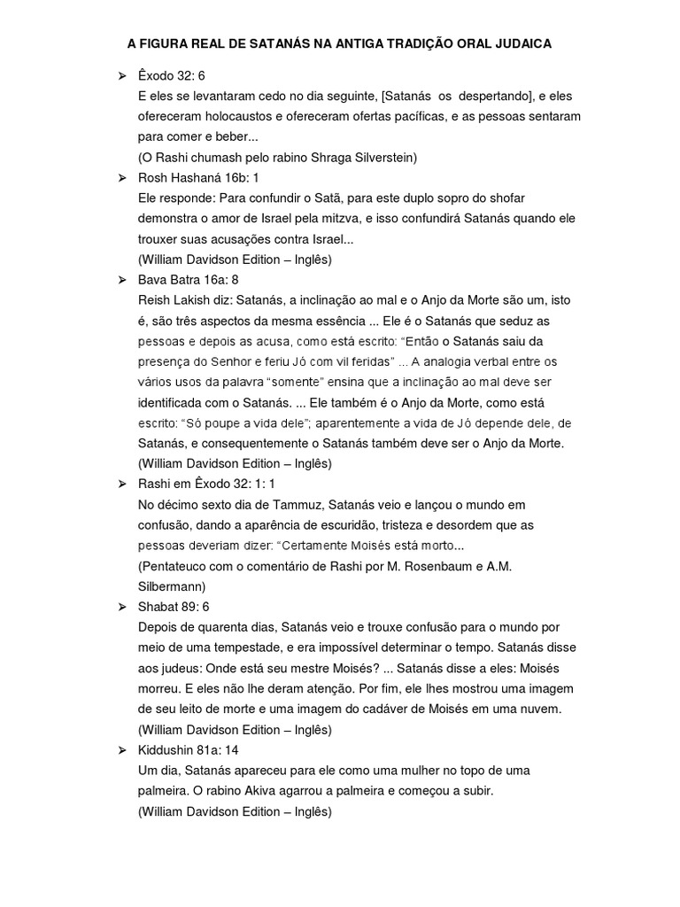 A Realidade de Satanás na Tradição Judaica | PDF | Religião e ...