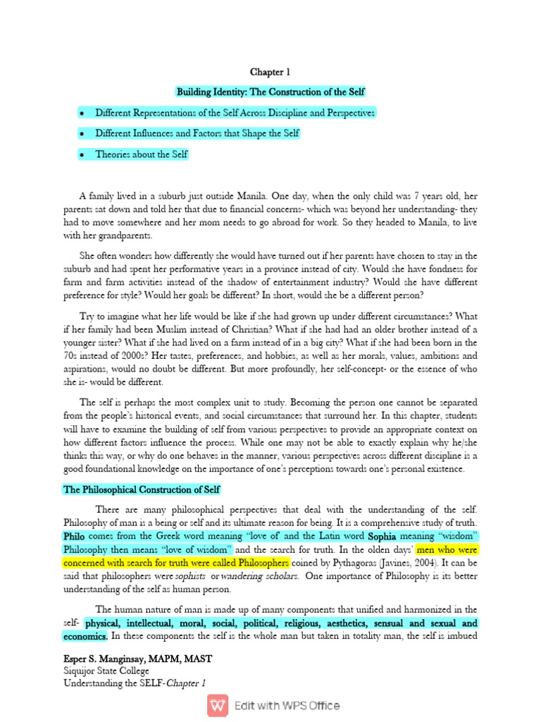 Understanding The Self Chapter 1 | PDF | Mind | René Descartes
