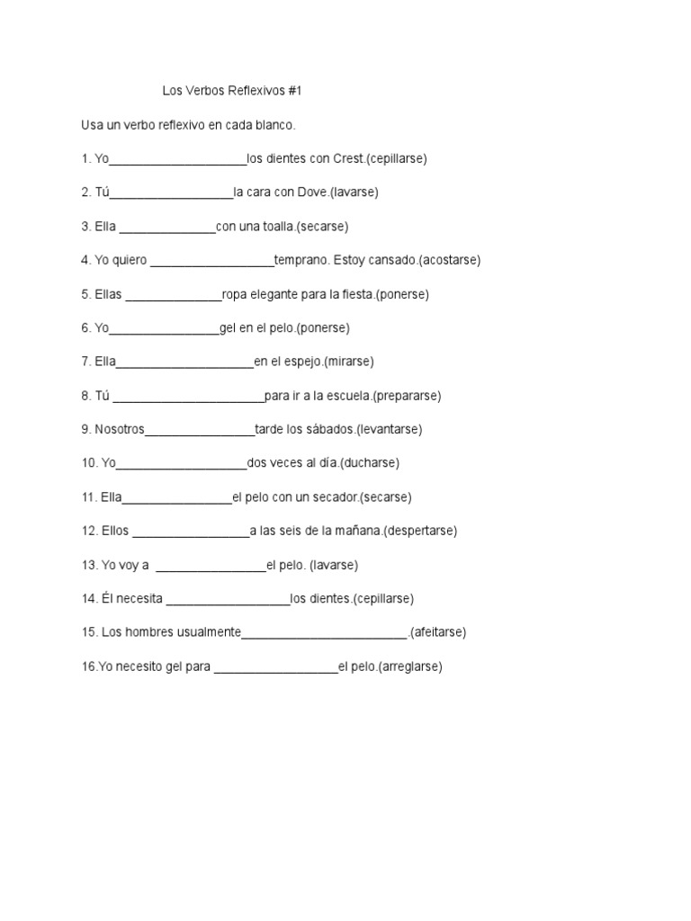 Los Verbos Reflexivos #1 | PDF