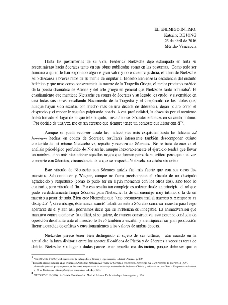 El Enemigo Intimo | PDF | Friedrich Nietzsche | Sócrates