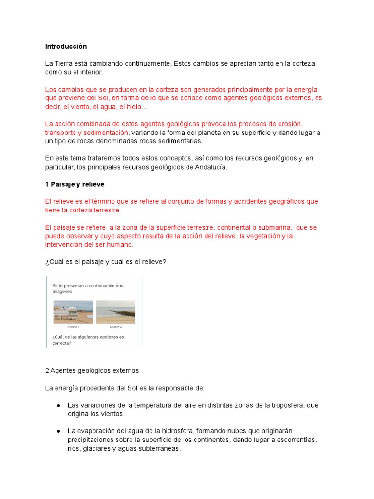 Tema 1 El Relieve Terrestre | PDF | Roca (geología) | Roca clástica