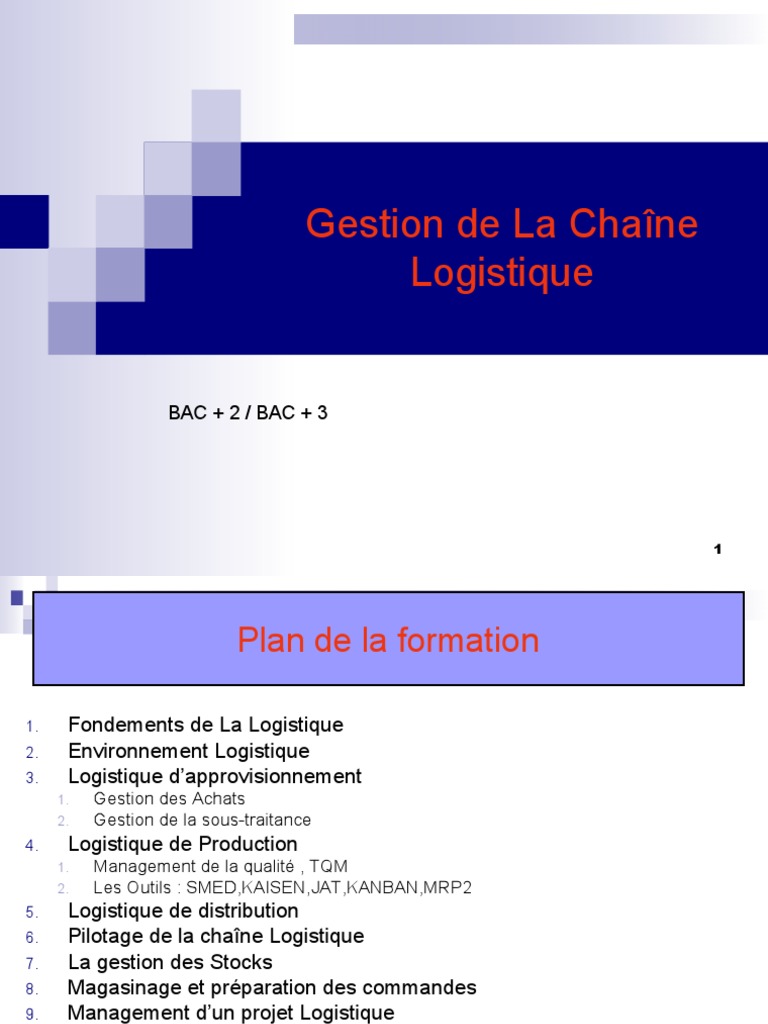 Formation Logistique Basique Bac Plus 2 Et Bac Plus 3 | PDF ...