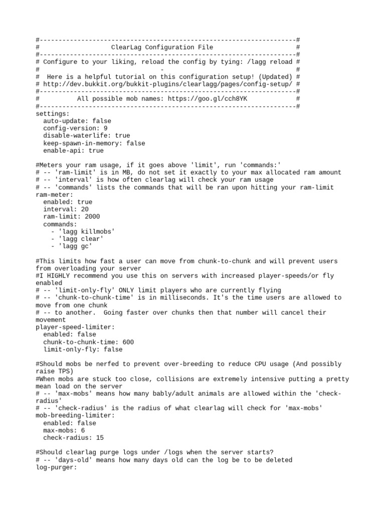 ClearLag Configuration Guide | PDF | Software Engineering | System Software